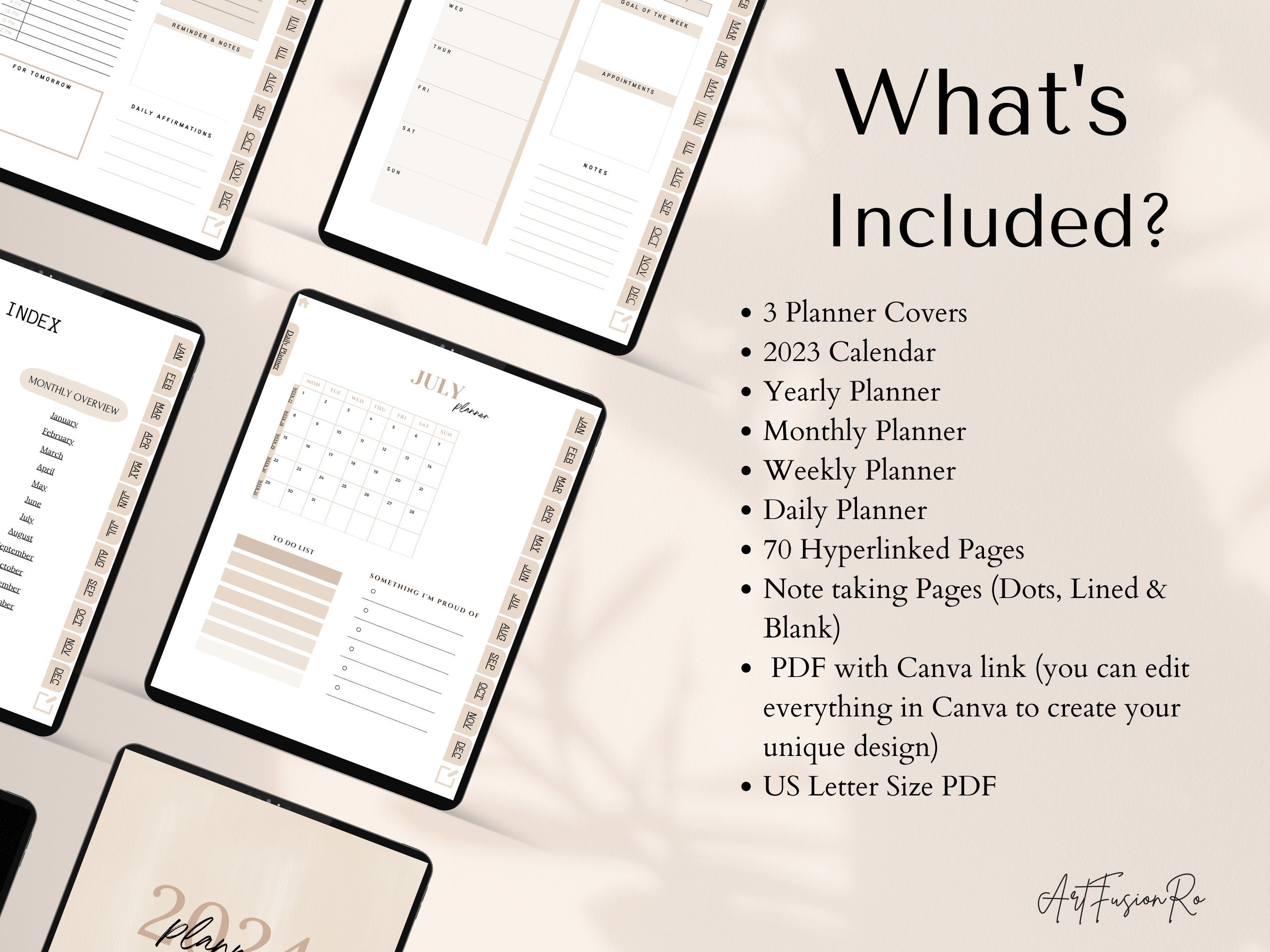 2024 Digital Planner Template Canva Best Digital Planner Today Planner ...