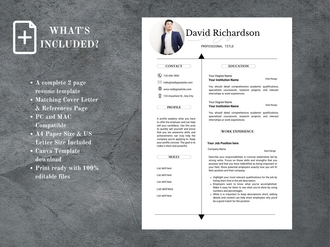 2023 Resume Template Resume Cover Letter Minimalist Resume - Etsy