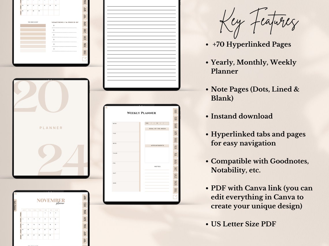 2024 Digital Planner Template Canva Best Digital Planner Today Planner ...