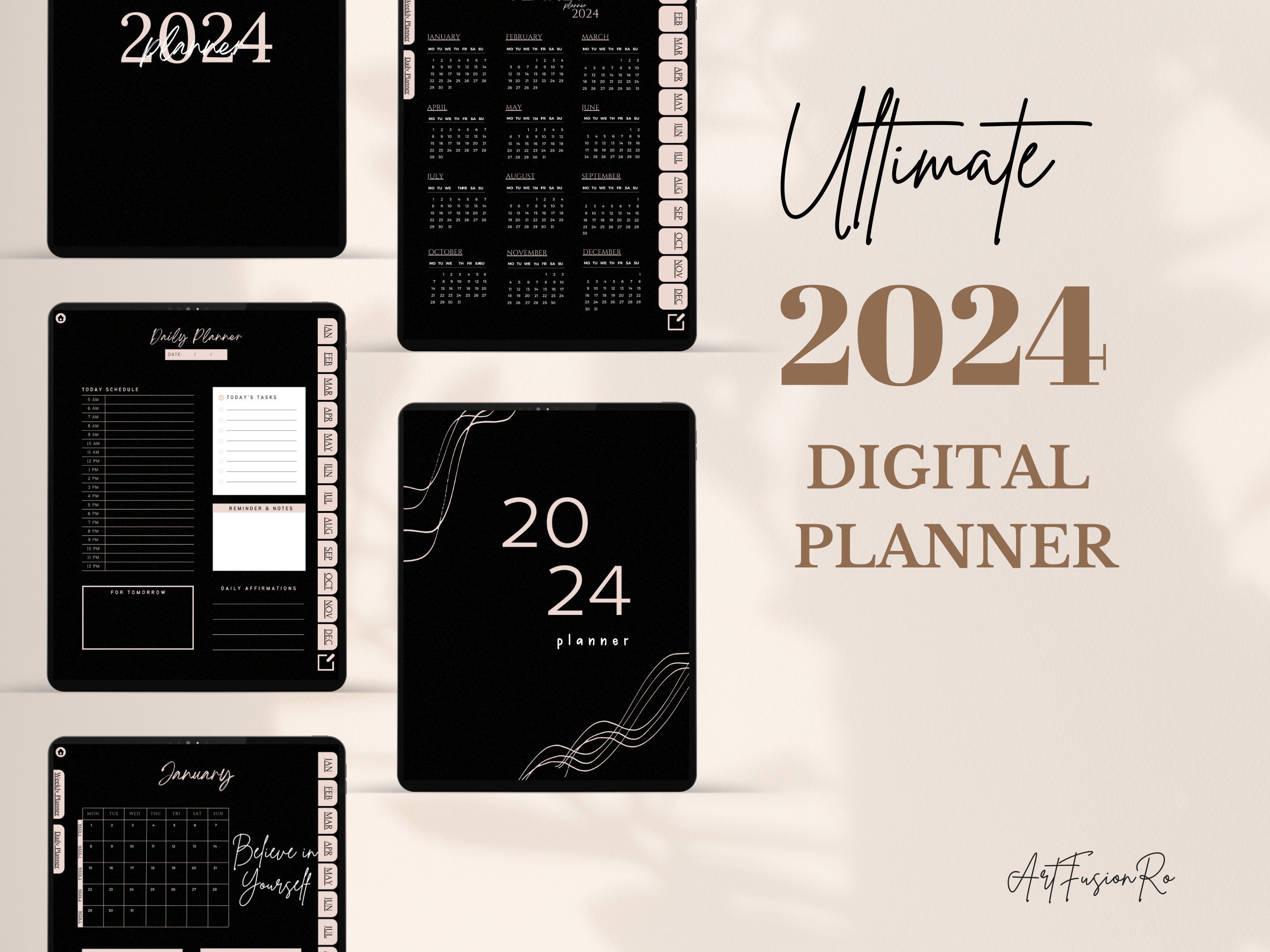 2024 Digital Planner Template Canva Best Digital Planner Today Planner ...