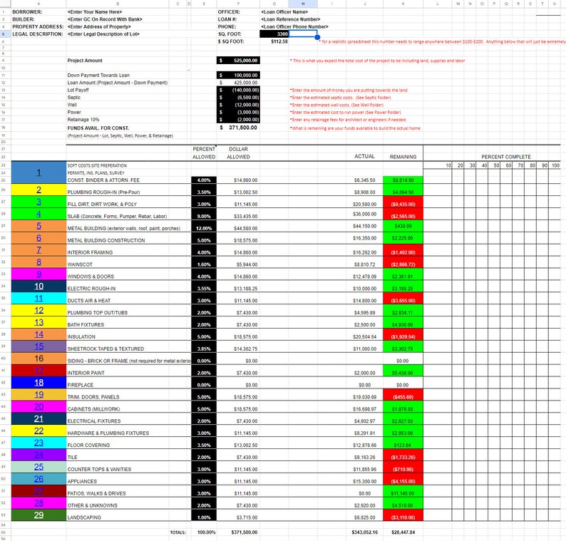 Barndo Build Spreadsheet XLSX - Etsy