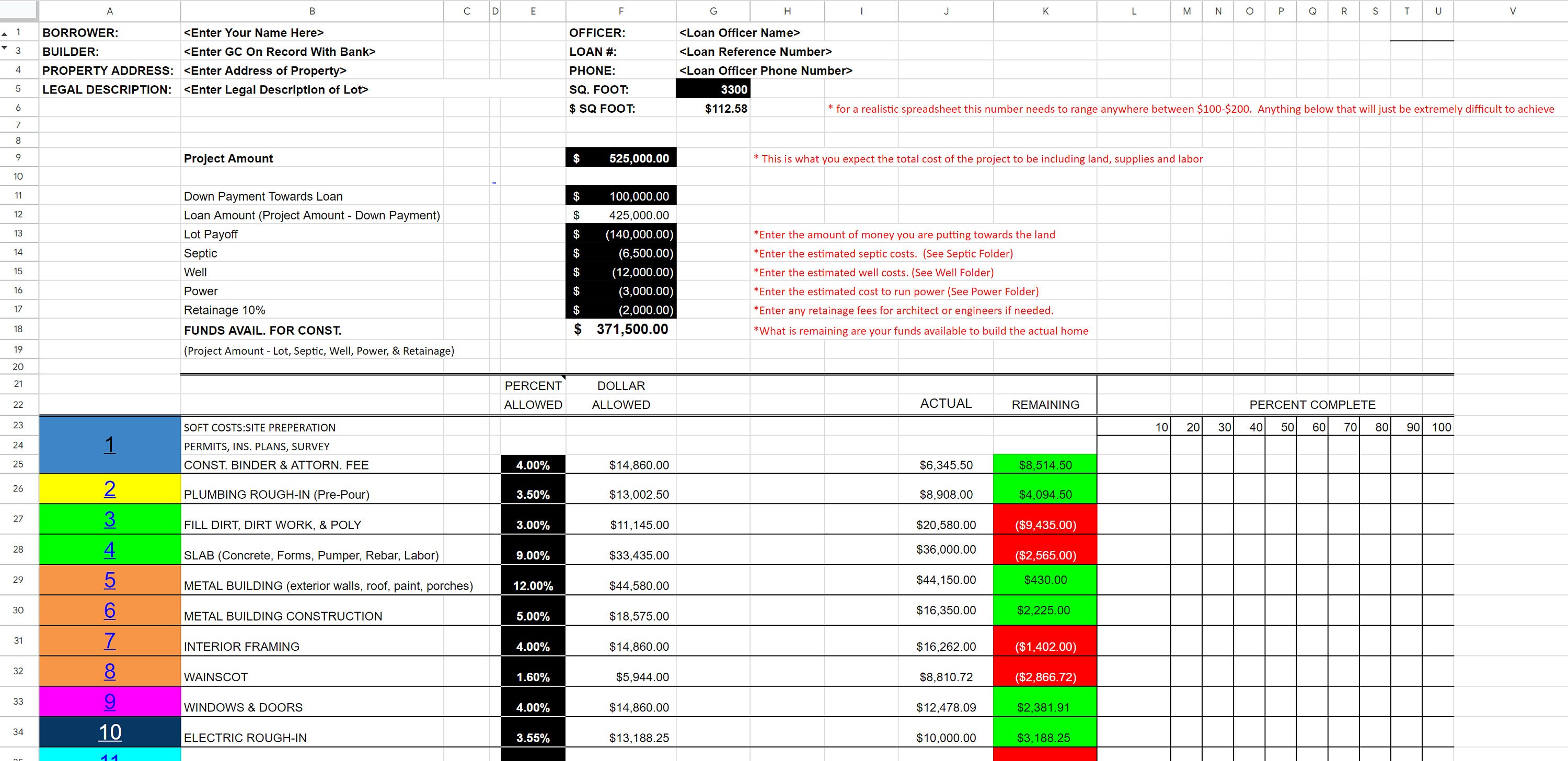 Barndo Build Spreadsheet - Etsy