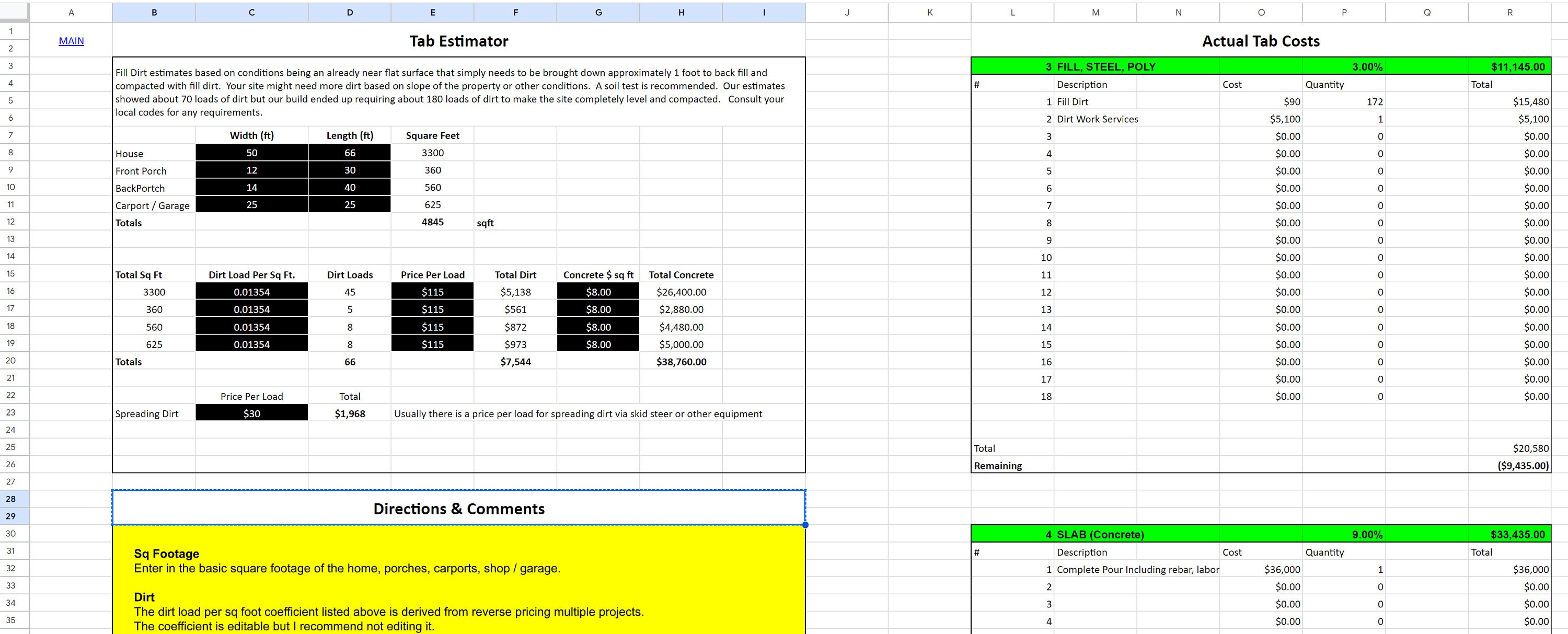 Barndo Build Spreadsheet - Etsy
