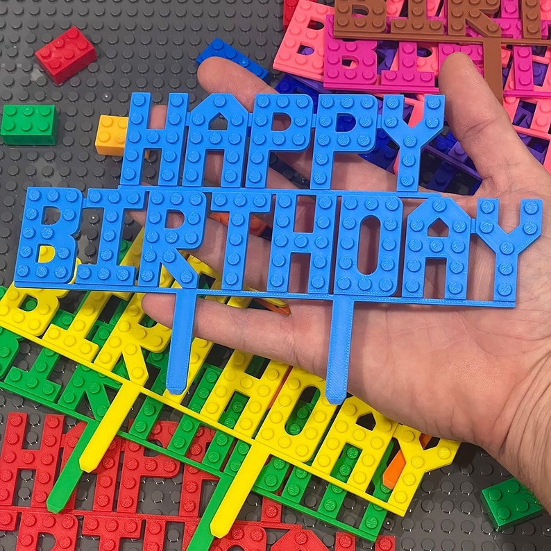 Brick Style Happy Birthday Cake Topper: Party Decoration - Etsy Australia