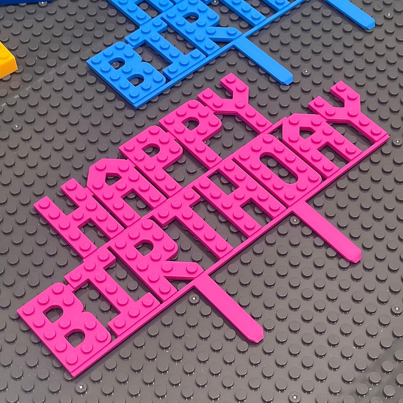 Brick Style Happy Birthday Cake Topper: Party Decoration - Etsy Australia