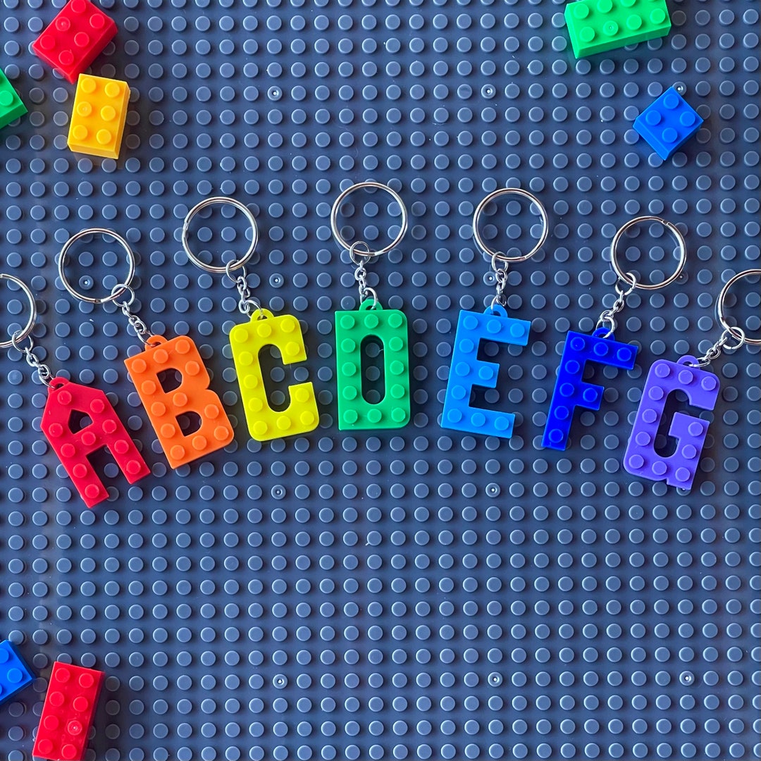Personalised Alphabet Letter Keychains Building Bricks Party Bag Filler ...