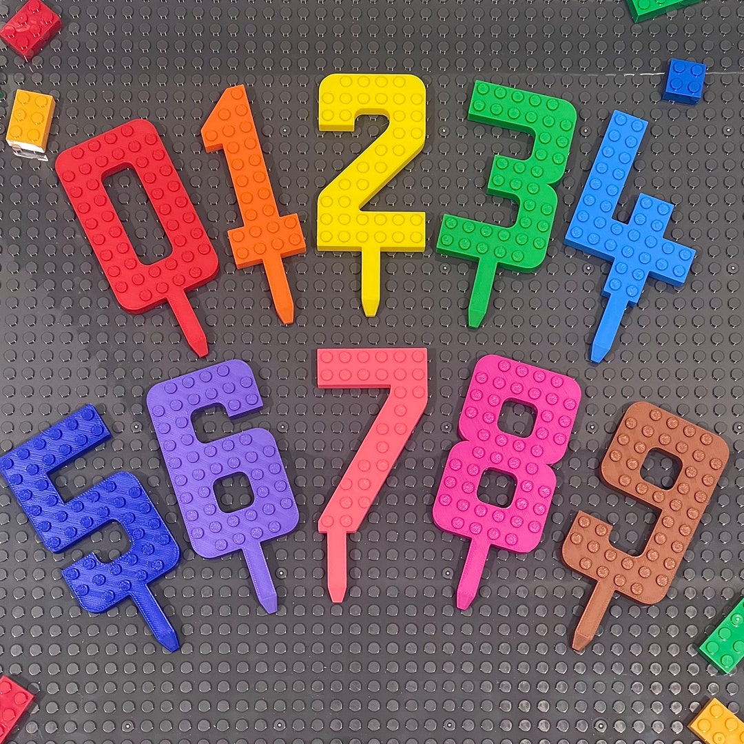 Brick Number Cake Topper - Birthday Cake Topper - Building Bricks ...