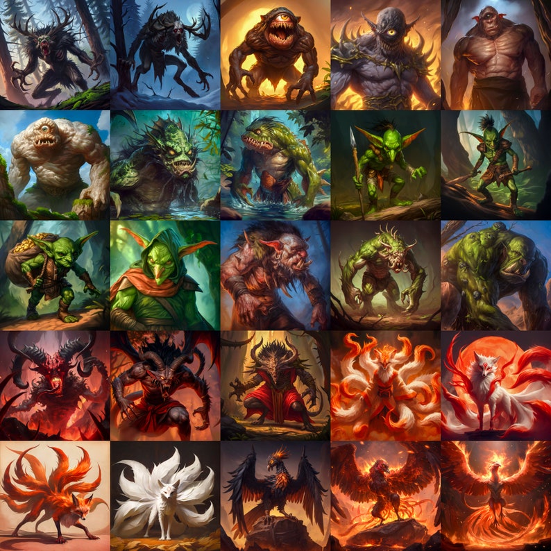 75 Mythical Creature Portraits TCG, Dnd, RPG Image Portrait Collection ...