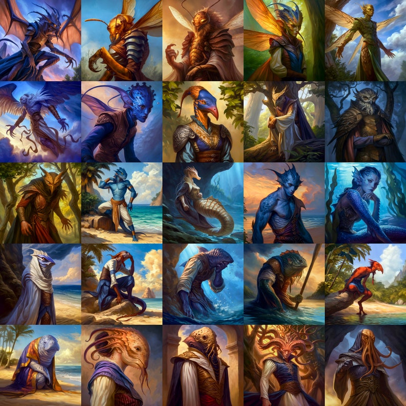 75 Fantasy NPC Portraits TCG, Dnd, RPG Image Portrait Collection for Dungeon Master, Game Master ...