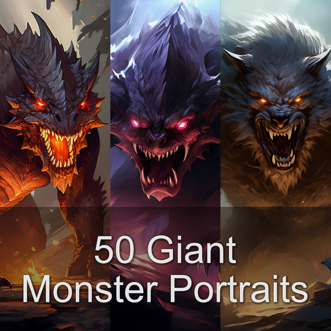 50 Giant Monster Portraits Set 2 - TCG, Dnd, RPG Image Portrait ...