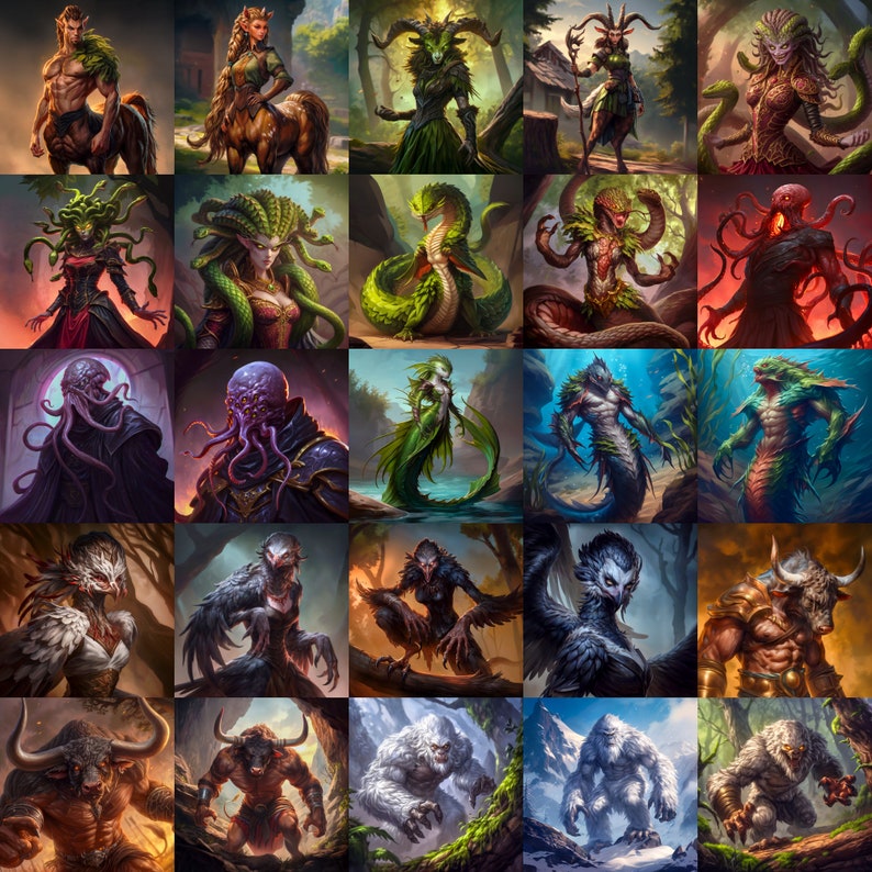 75 Mythical Creature Portraits TCG, Dnd, RPG Image Portrait Collection ...