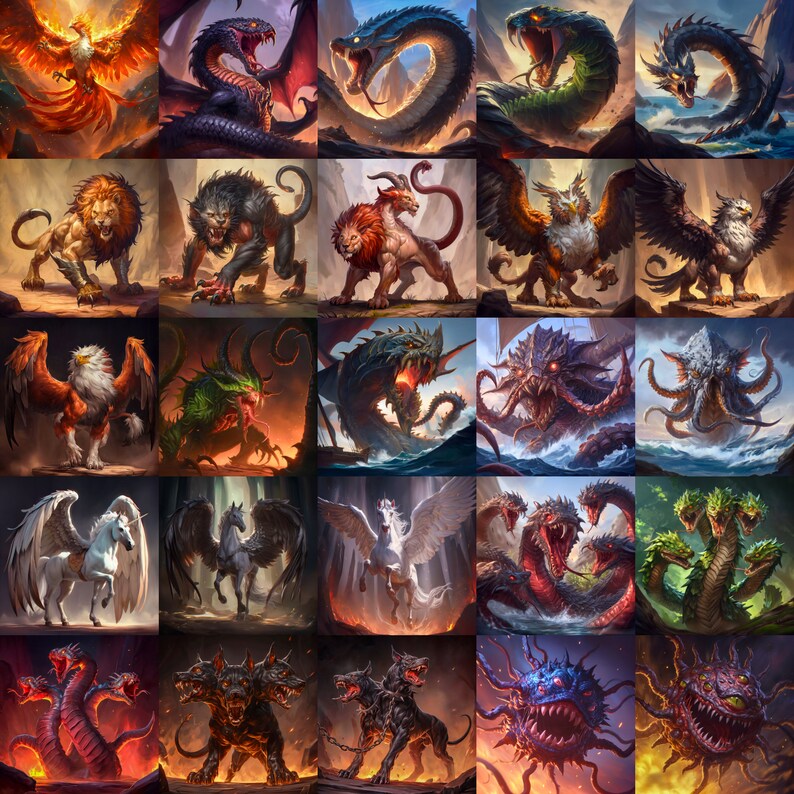75 Mythical Creature Portraits TCG, Dnd, RPG Image Portrait Collection ...
