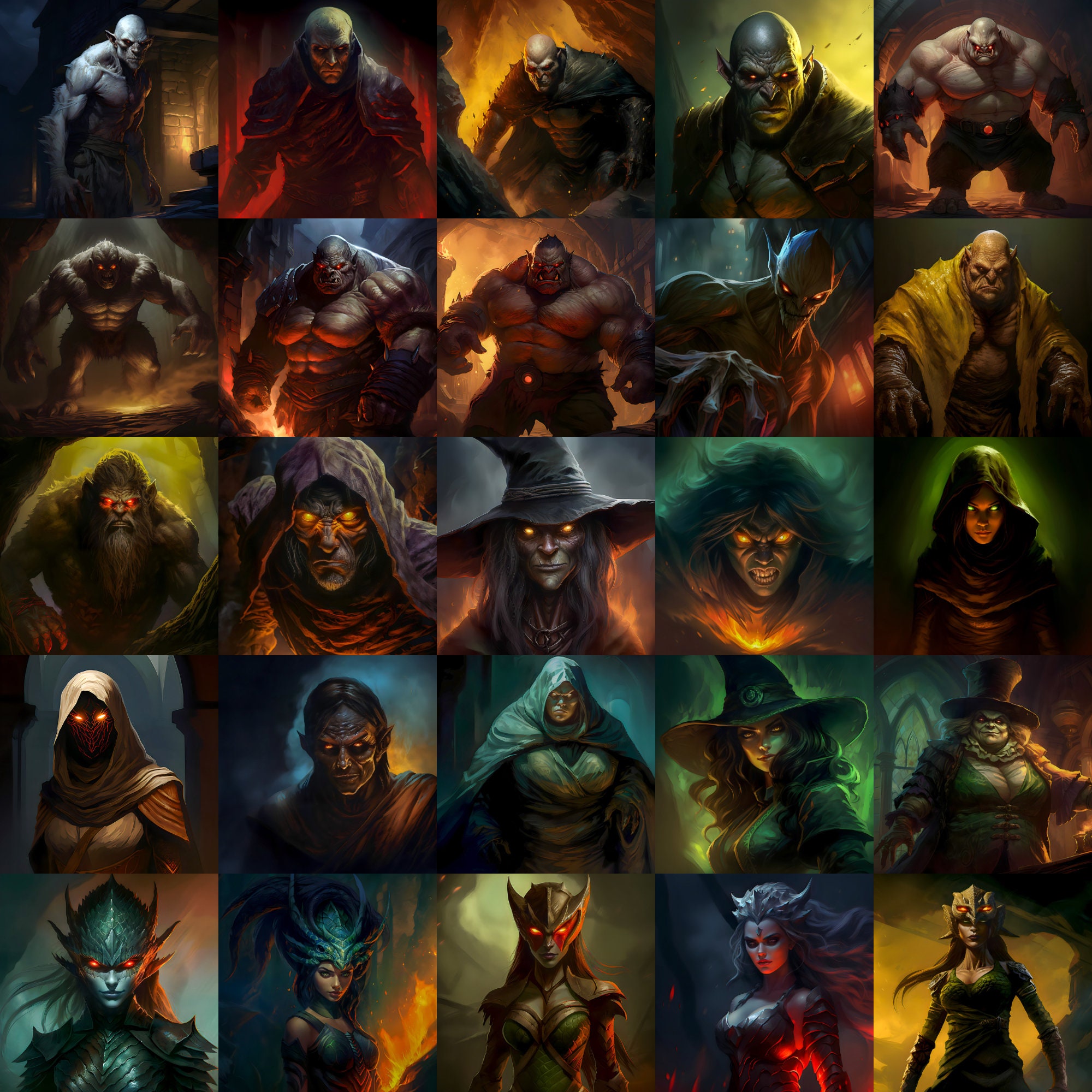 50 Evil NPC Portraits TCG, Dnd, RPG Image Portrait Collection for ...