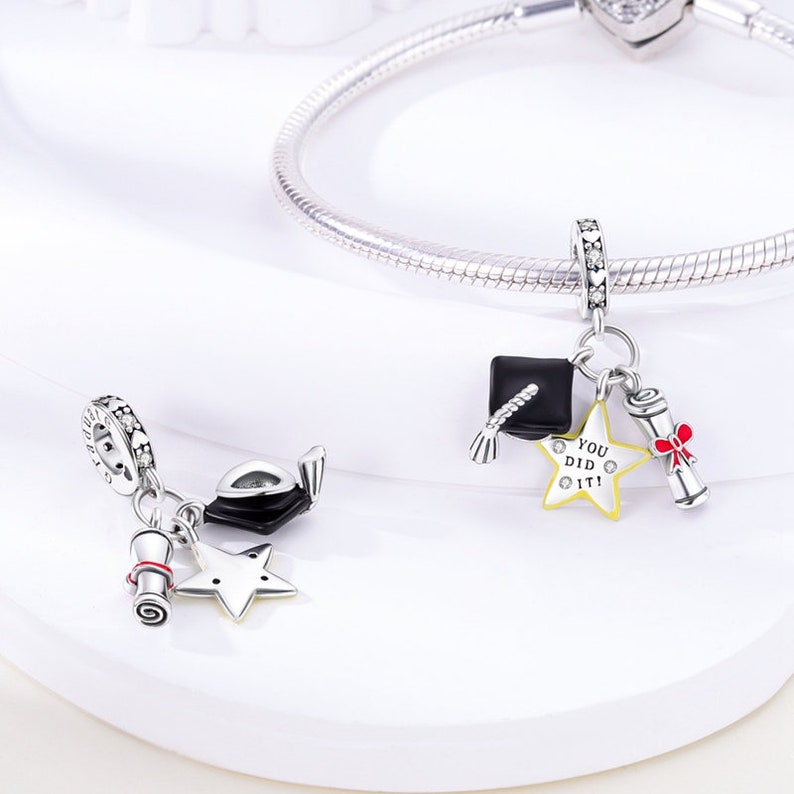 Graduation Charm Charm Silver Charm for Bracelet - Etsy