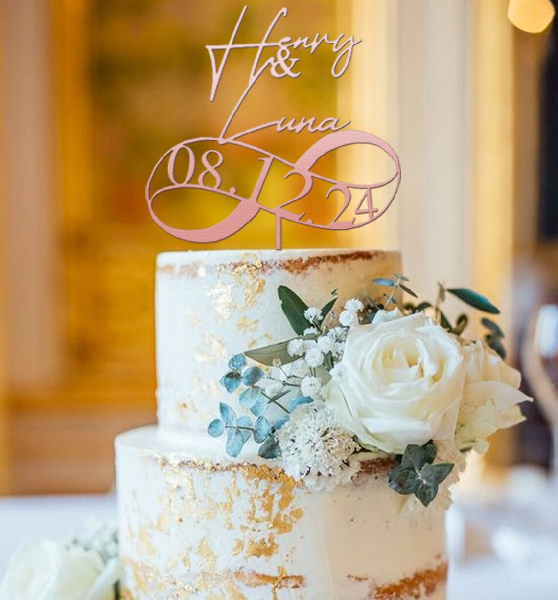 Custom Engagement Infinity Symbol Cake Topper/rustic Wedding - Etsy