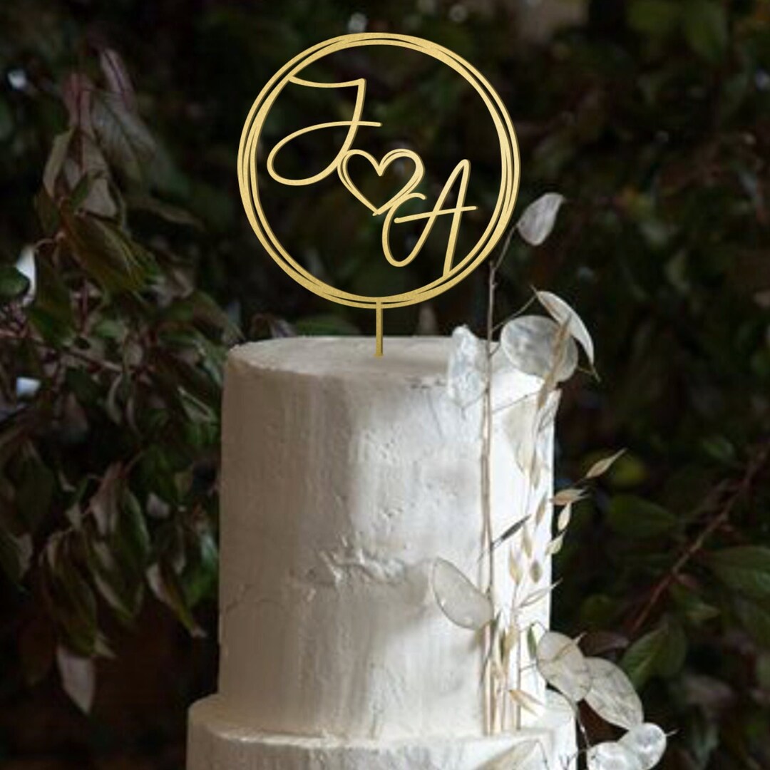 Topper de pastel de boda/Topper de pastel rústico/Topper de monograma ...