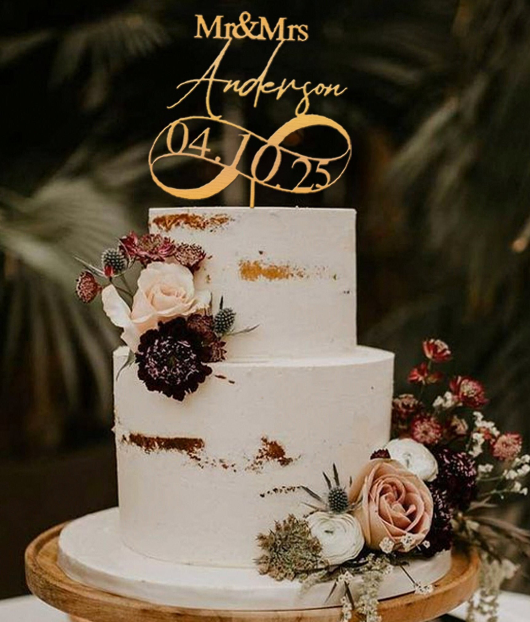 Custom Engagement Infinity Symbol Cake Topper/rustic Wedding - Etsy