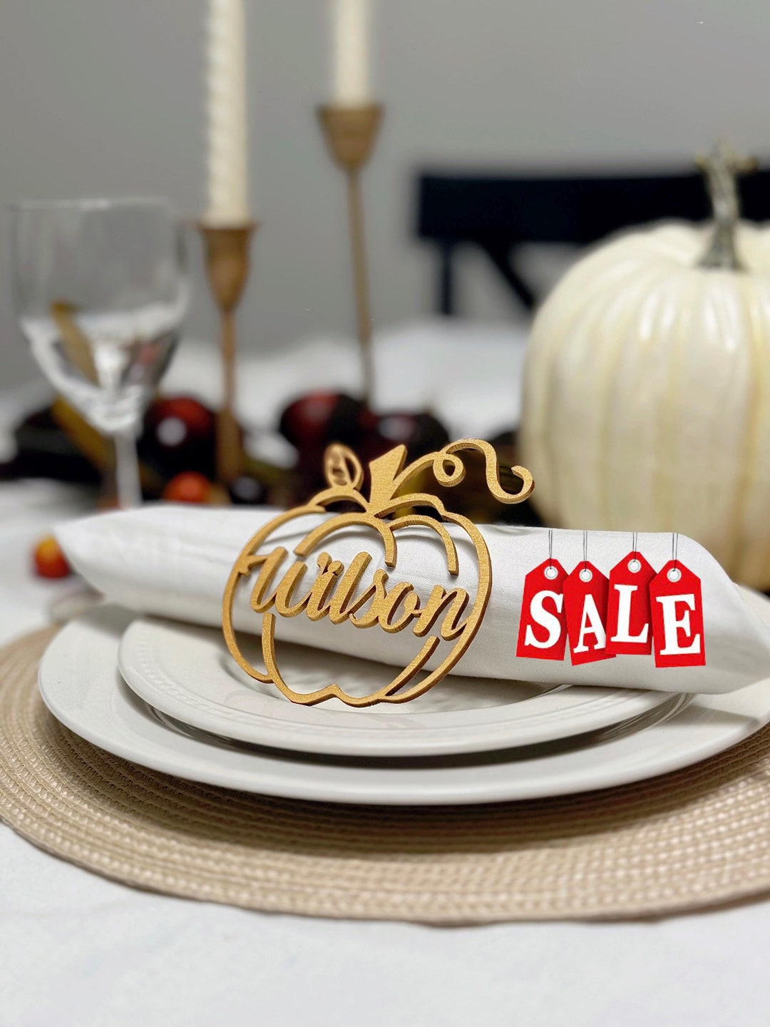 Thanksgiving Decor Name Tags Custom Wood Rustic Fall Place Tag ...