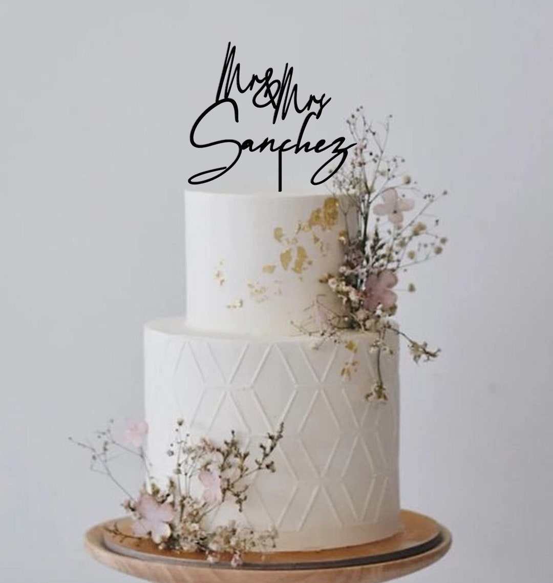 Script Cake Toppers for Wedding/personalized Boho Wedding Cake Topper ...