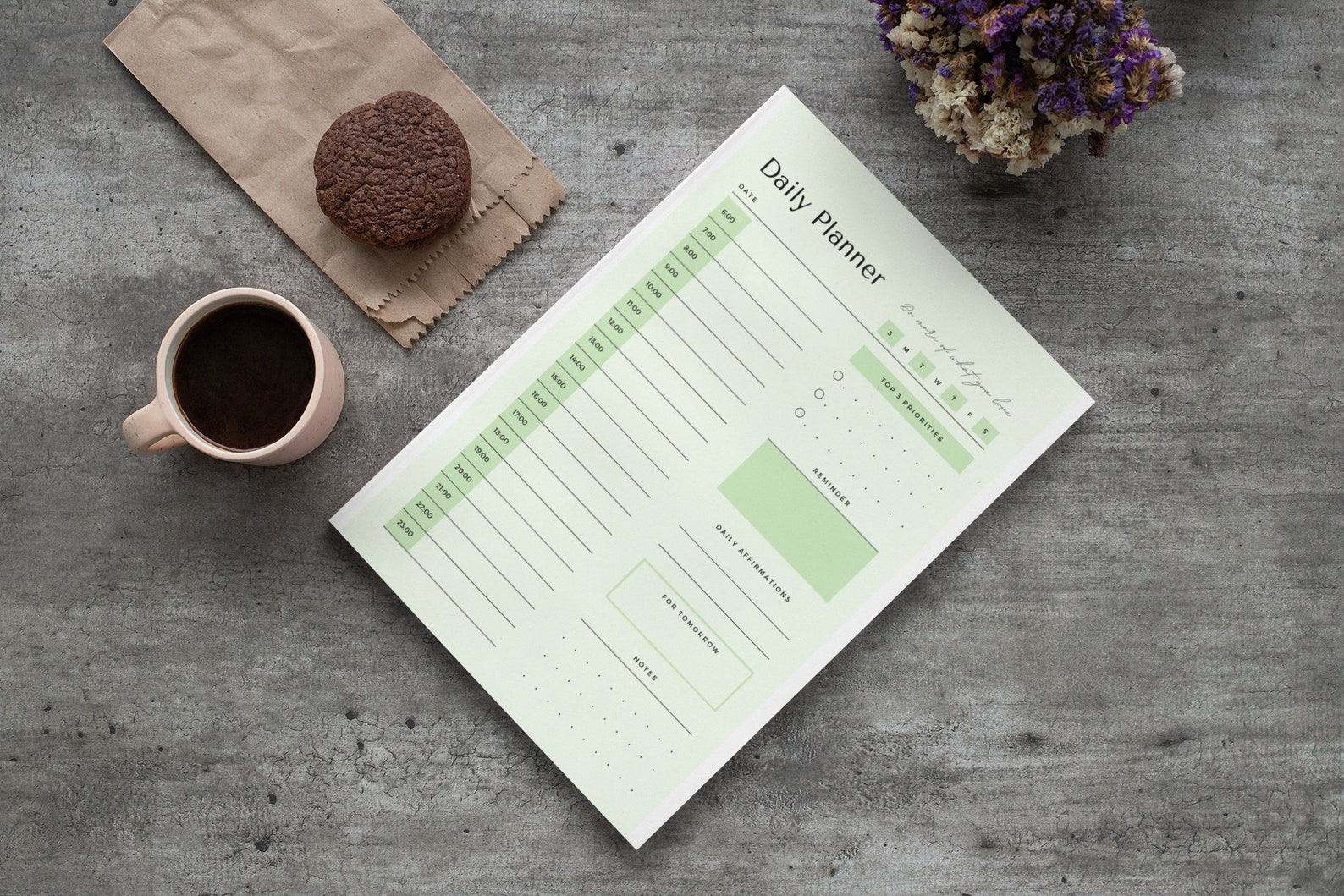 Green Minimalist Digital Daily Planner, Instant Download, Printable - Etsy