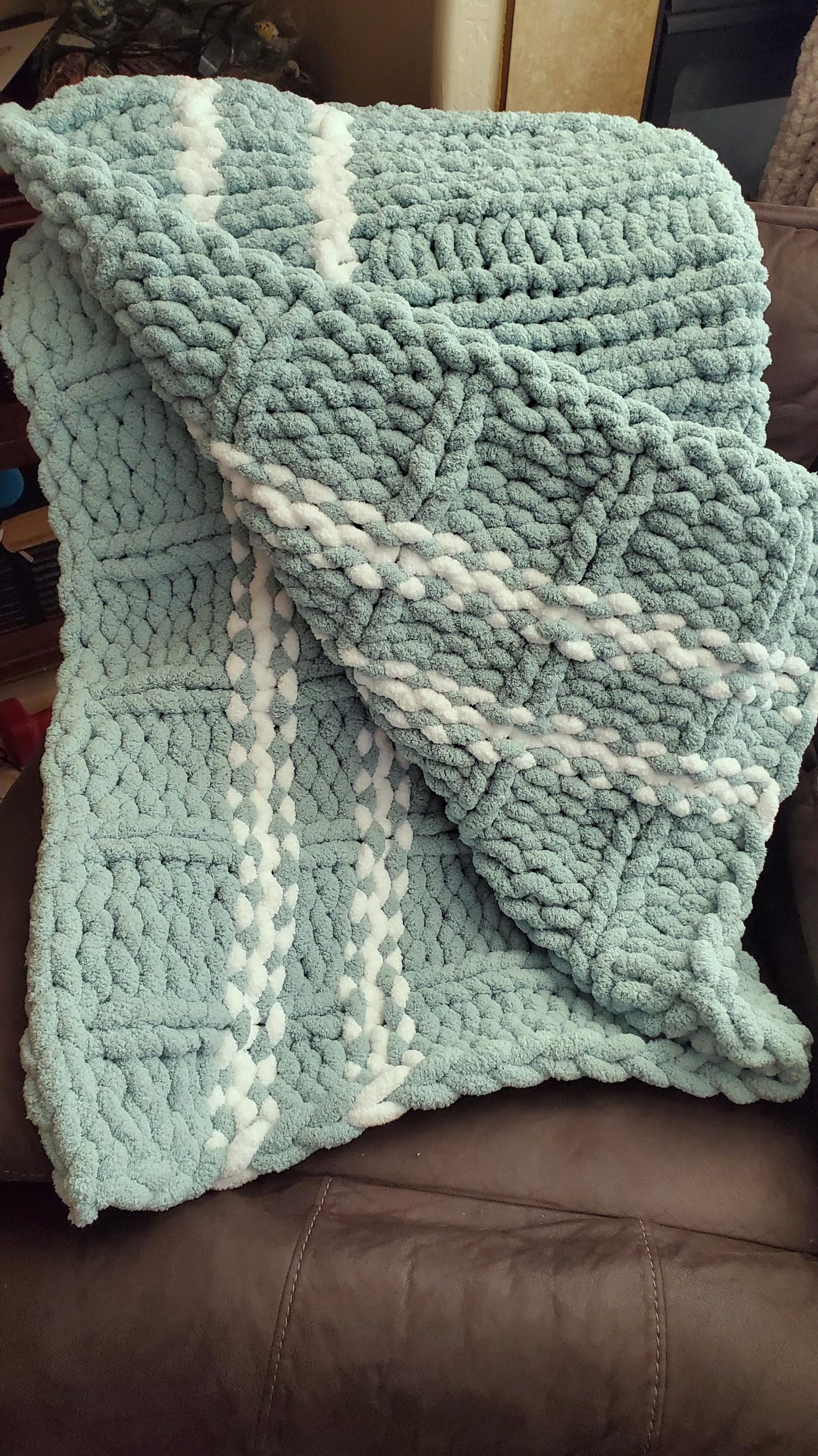 Handmade Chunky Knit Throw Blanket Super Soft & Cozy 42x54 - Etsy