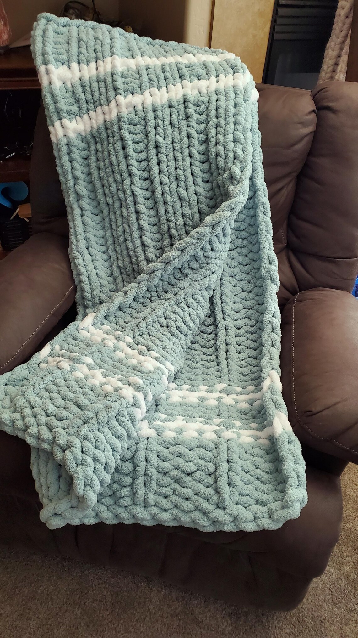 Handmade Chunky Knit Throw Blanket Super Soft & Cozy 42x54 - Etsy