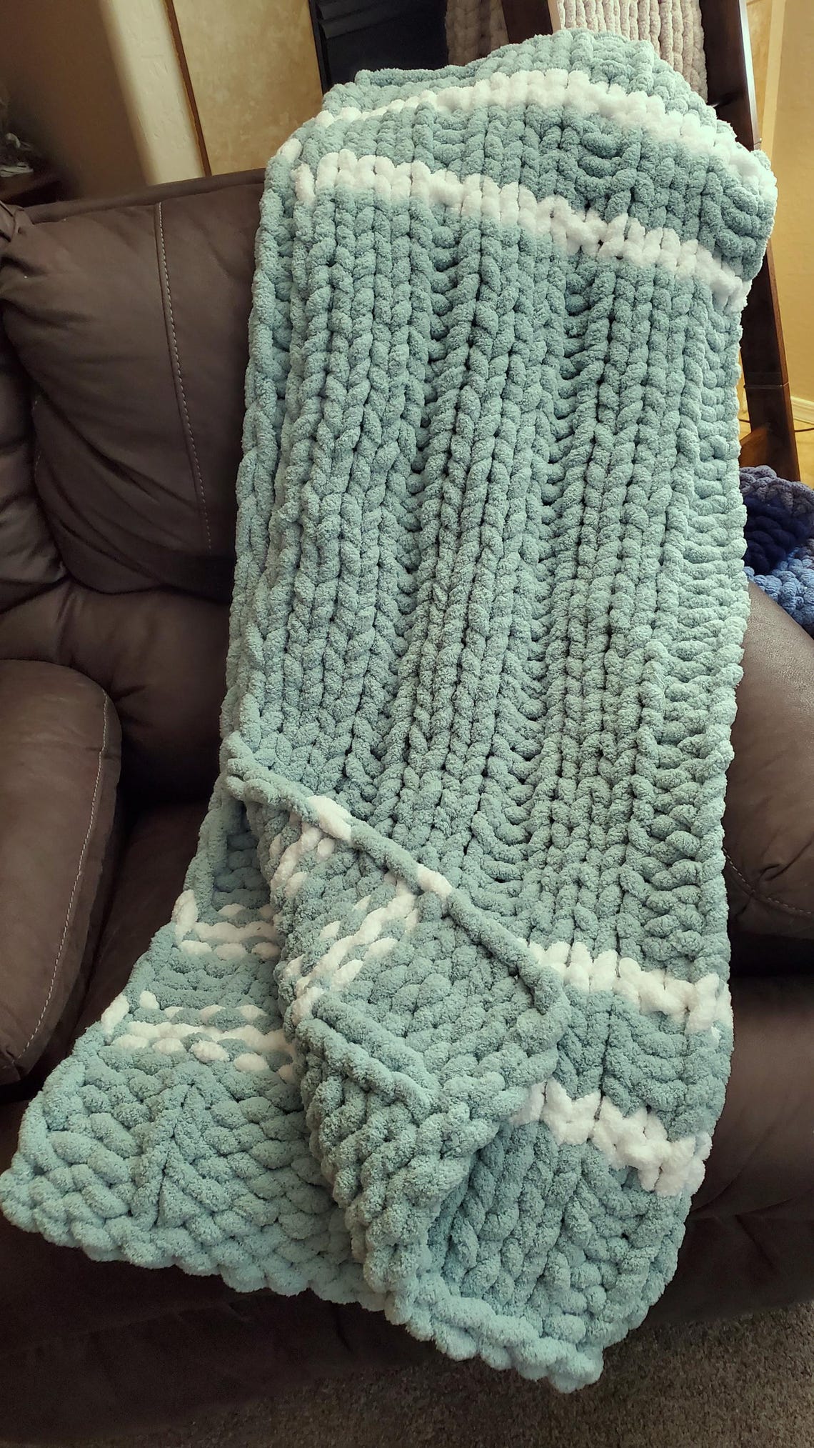 Handmade Chunky Knit Throw Blanket Super Soft & Cozy 42x54 - Etsy