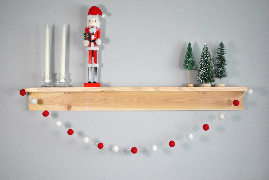 Red and White Felt Pom Pom Garland Santa Garland Christmas - Etsy
