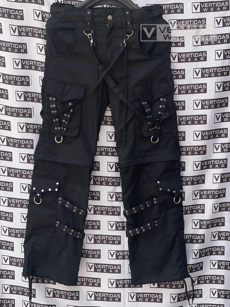 Gothic Metalwork Cargo Pants, Strapped Unisex Cotton Trousers - Etsy