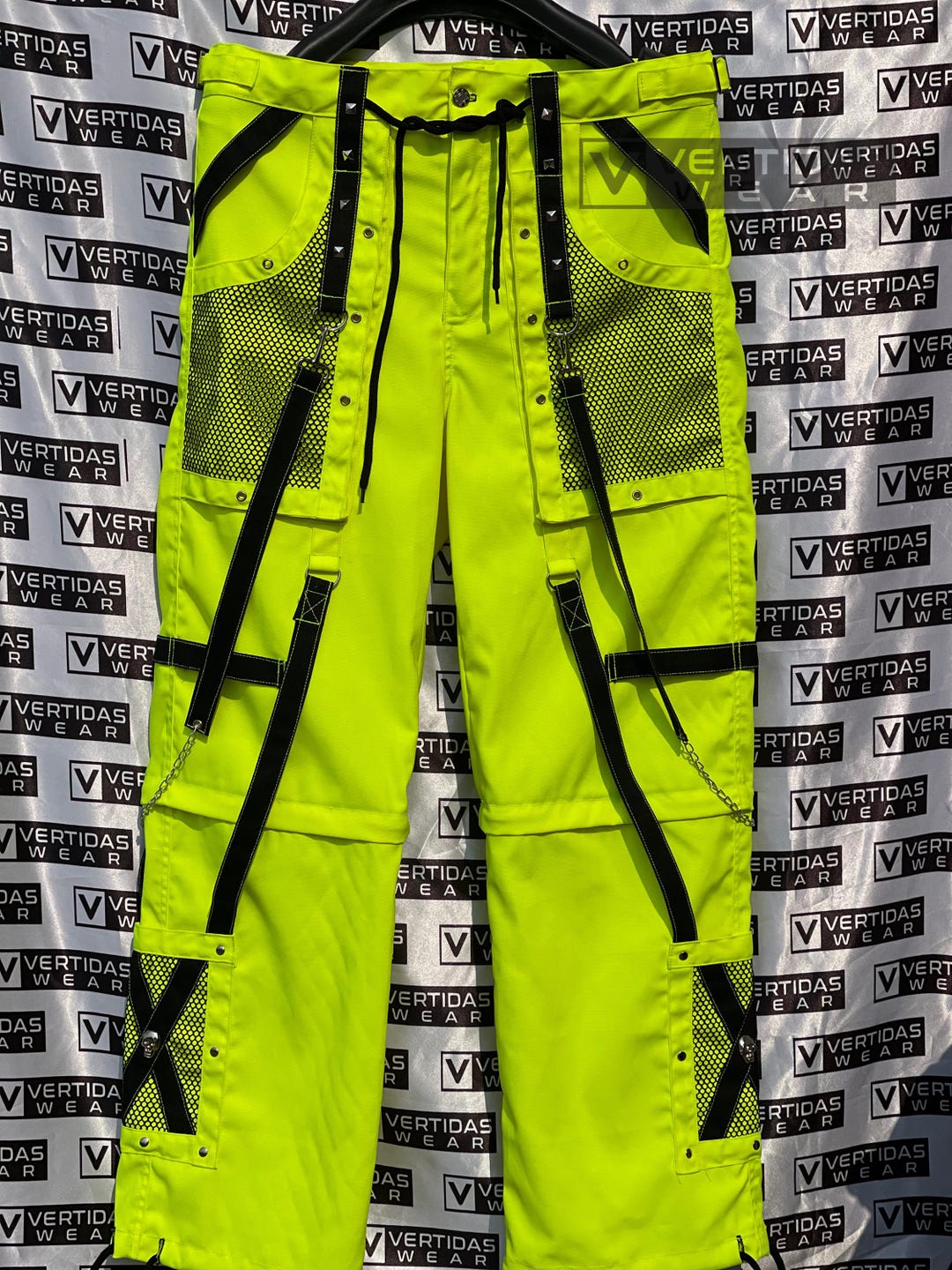 Handmade Neon Yellow Techwear Pants: Punk Cyber Chain Trousers - Etsy