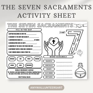 The Seven Sacraments Activity Sheet, Catholic Printable, Seven ...