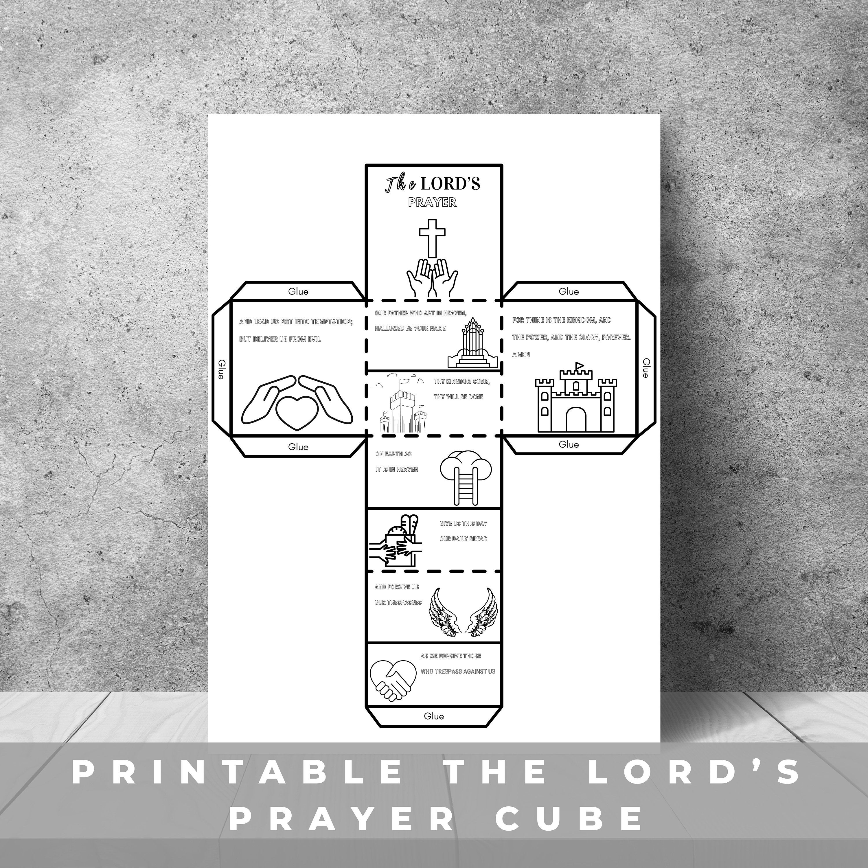 Printable the Lord's Prayer Cube ,bible Coloring Page Learning Sheet ...