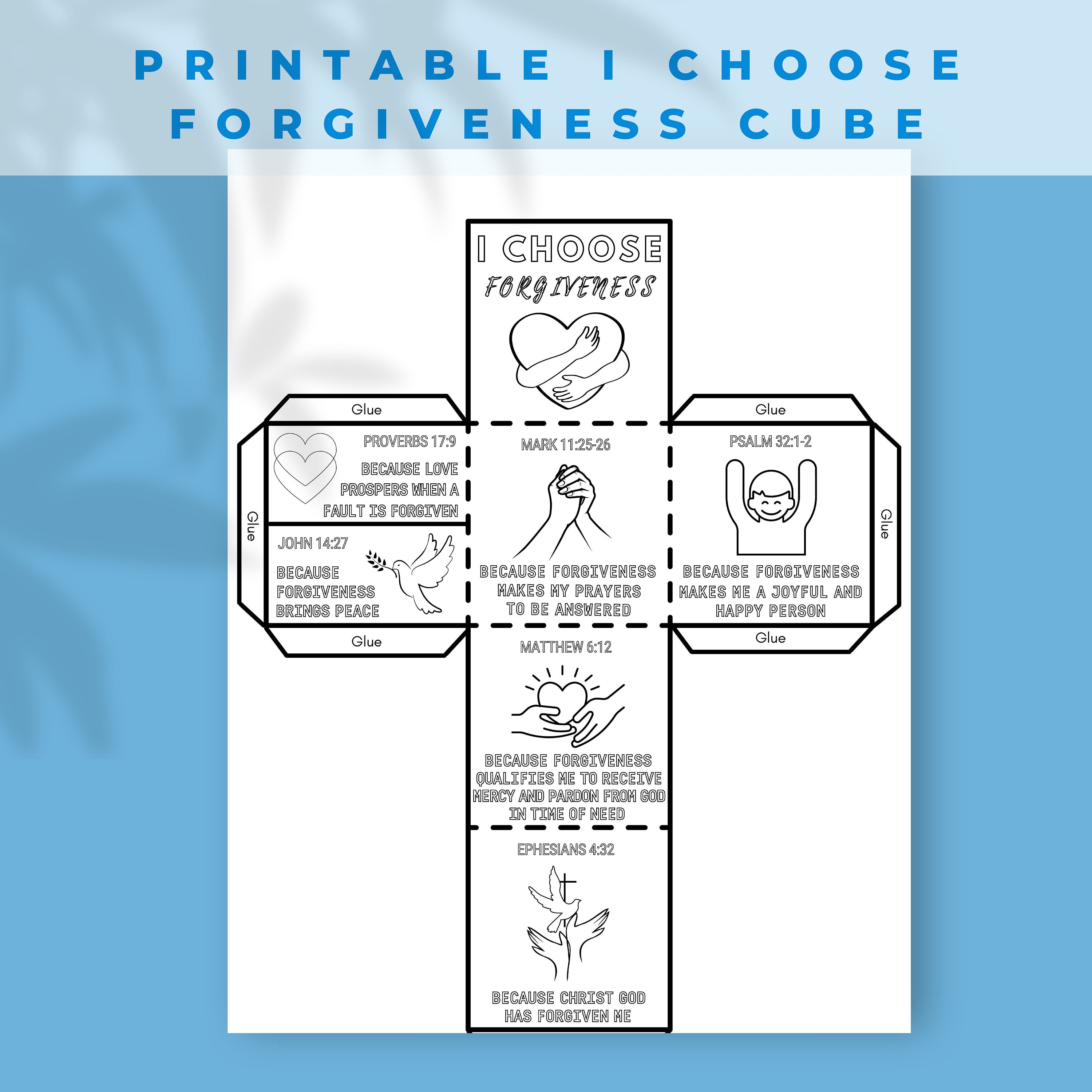 I Choose Forgiveness Coloring Cube, Bible Verse Sunday School Activity ...