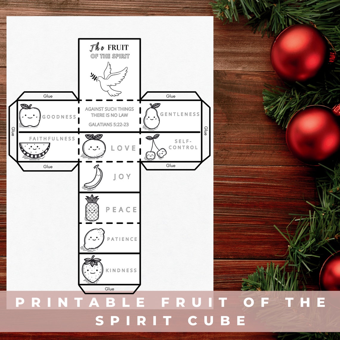 Printable Fruit of the Spirit Cube for Kids, Bible Coloring Page ...