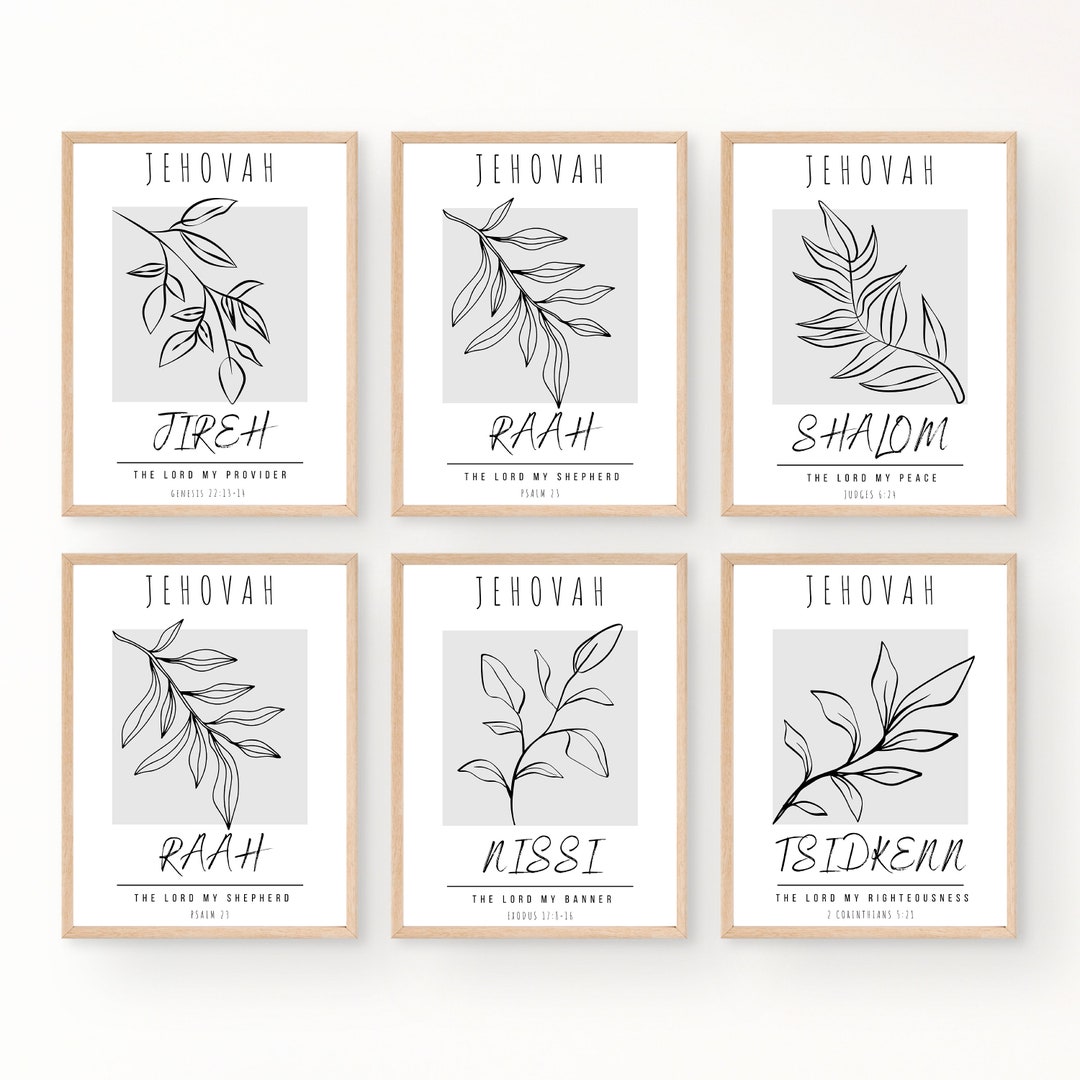 Names of God Set of 6 Christian Art Print, Modern Minimalist Wall Art ...