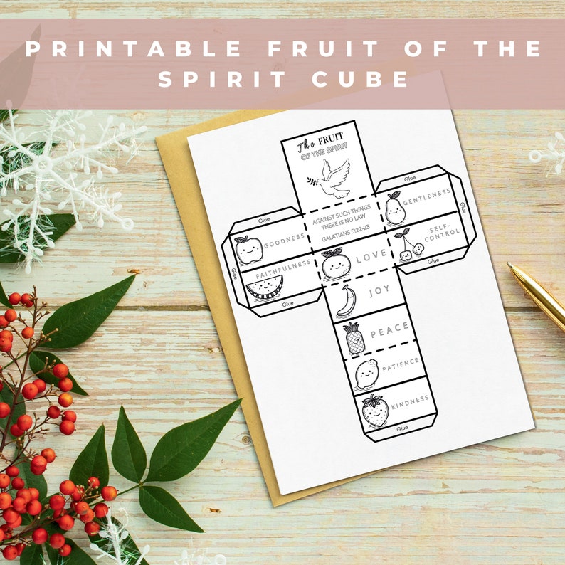Printable Fruit of the Spirit Cube for Kids, Bible Coloring Page ...