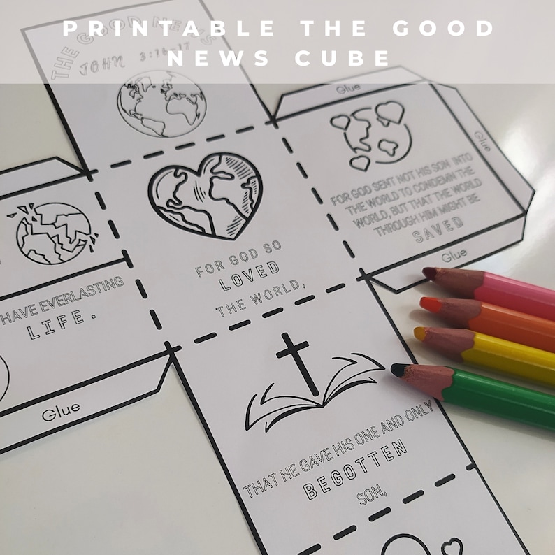 The Good News Coloring Cube, Printable Sunday School Craft, Bible ...