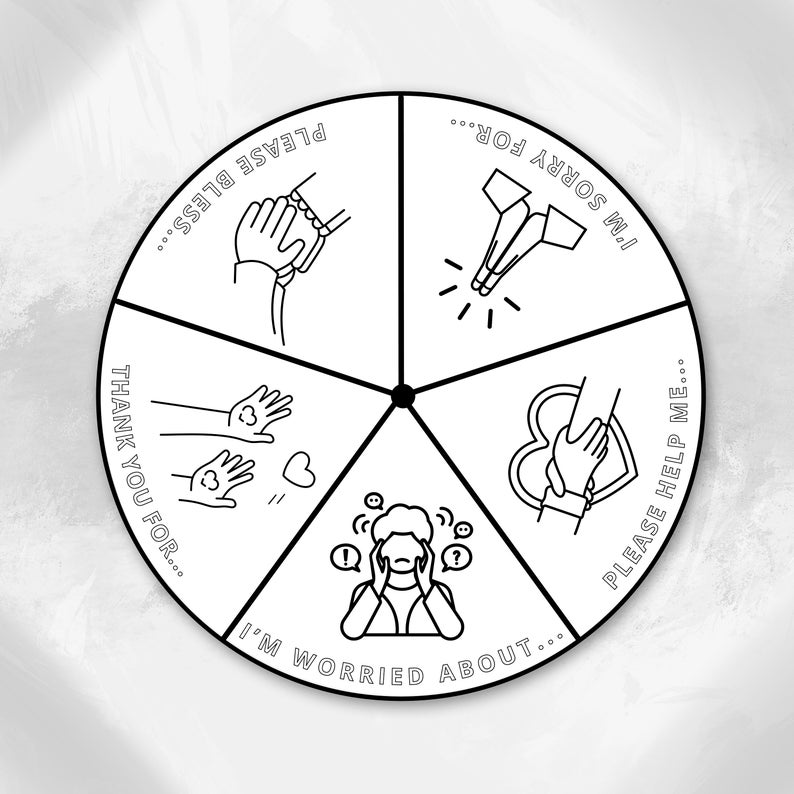 Printable Prayer Wheel for Kids, Bible Coloring Page Learning Sheet ...