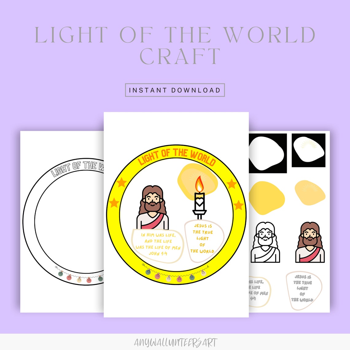 Light of the World Craft, Printable Sunday School Lesson, Christian ...