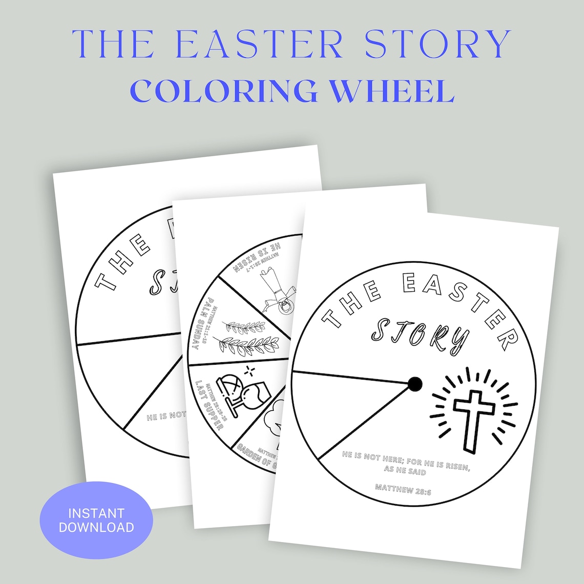 The Easter Story Bible Coloring Wheel, Printable Bible Activity, Bible ...
