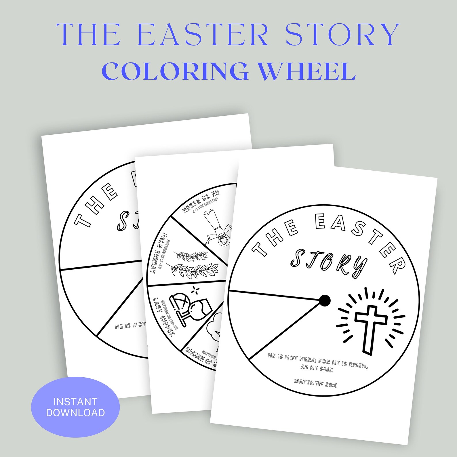 The Easter Story Bible Coloring Wheel, Printable Bible Activity, Bible ...
