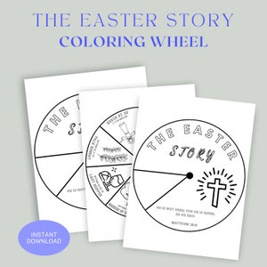 The Easter Story Bible Coloring Wheel, Printable Bible Activity, Bible ...