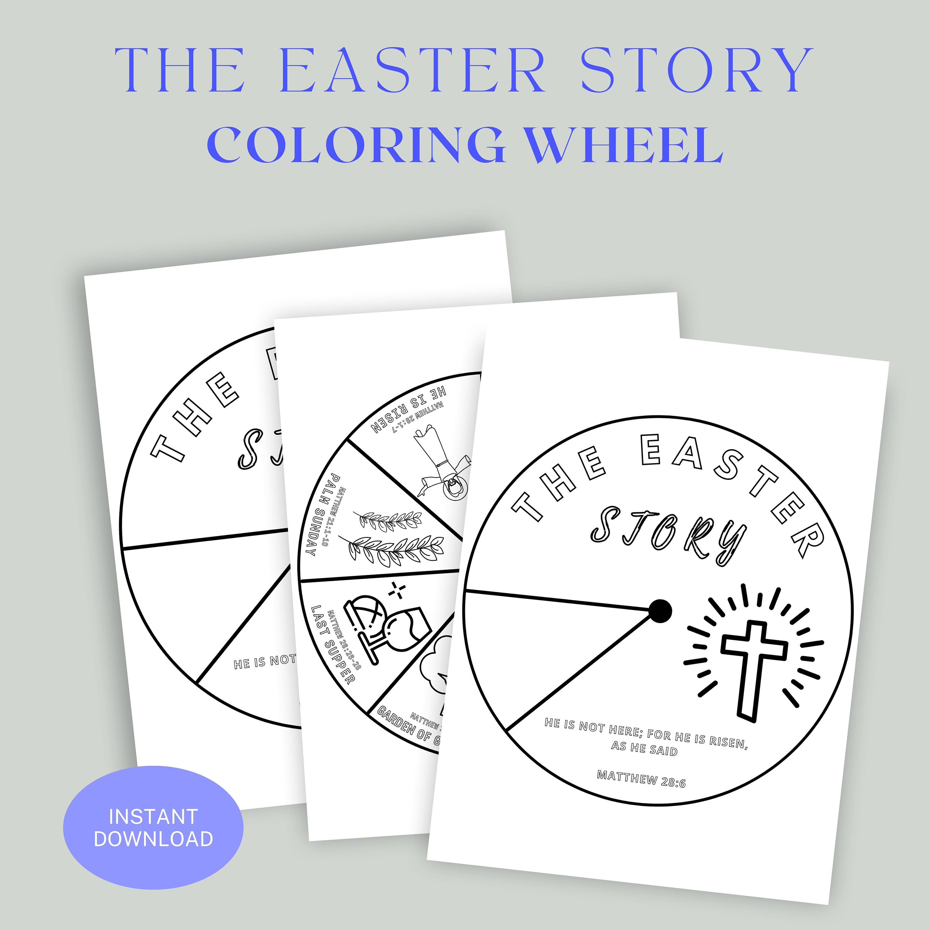 The Easter Story Bible Coloring Wheel, Printable Bible Activity, Bible ...