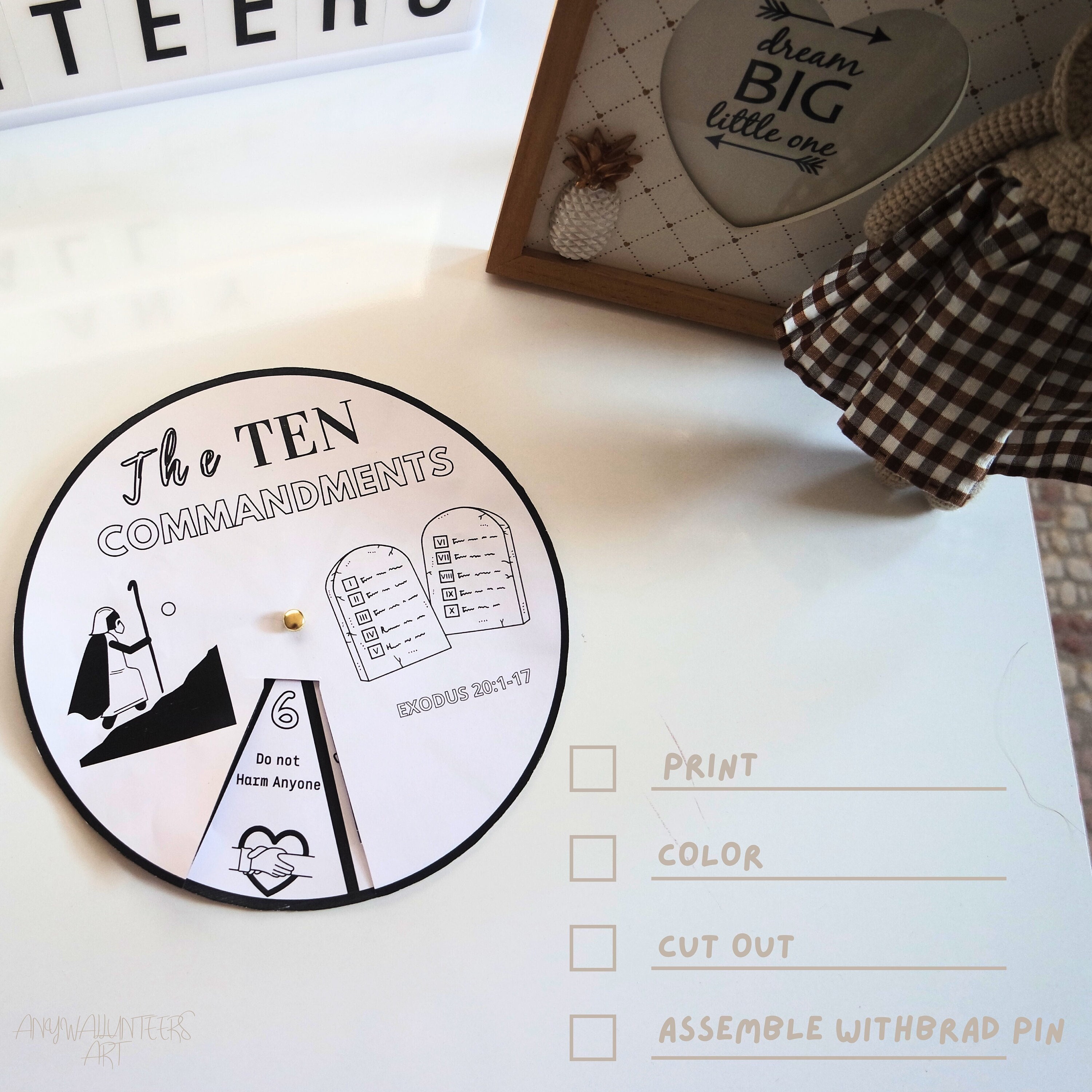 The Ten Commandments Exodus Moses Old Testament Coloring Spinner Wheel ...