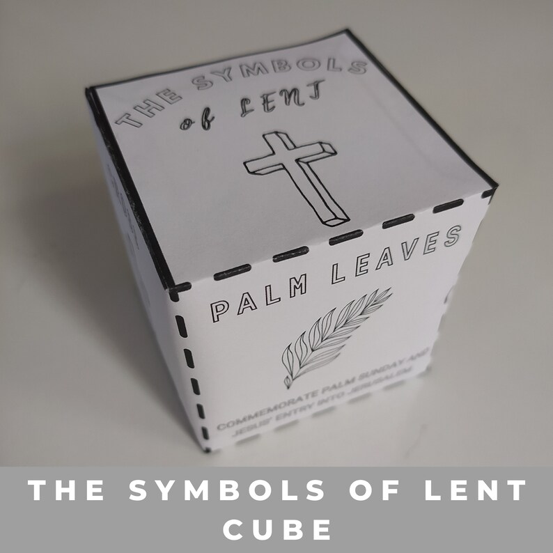 The Symbols of Lent Coloring Cube, Printable Sunday School Craft ...
