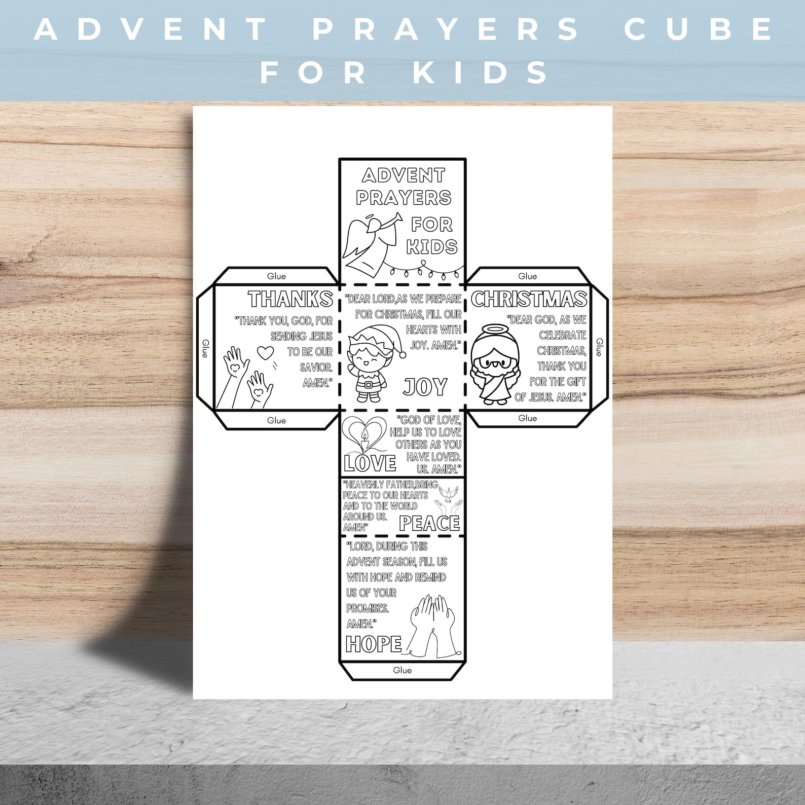 Advent Prayers Coloring Cube for Kids, Printable Christmas Activity ...