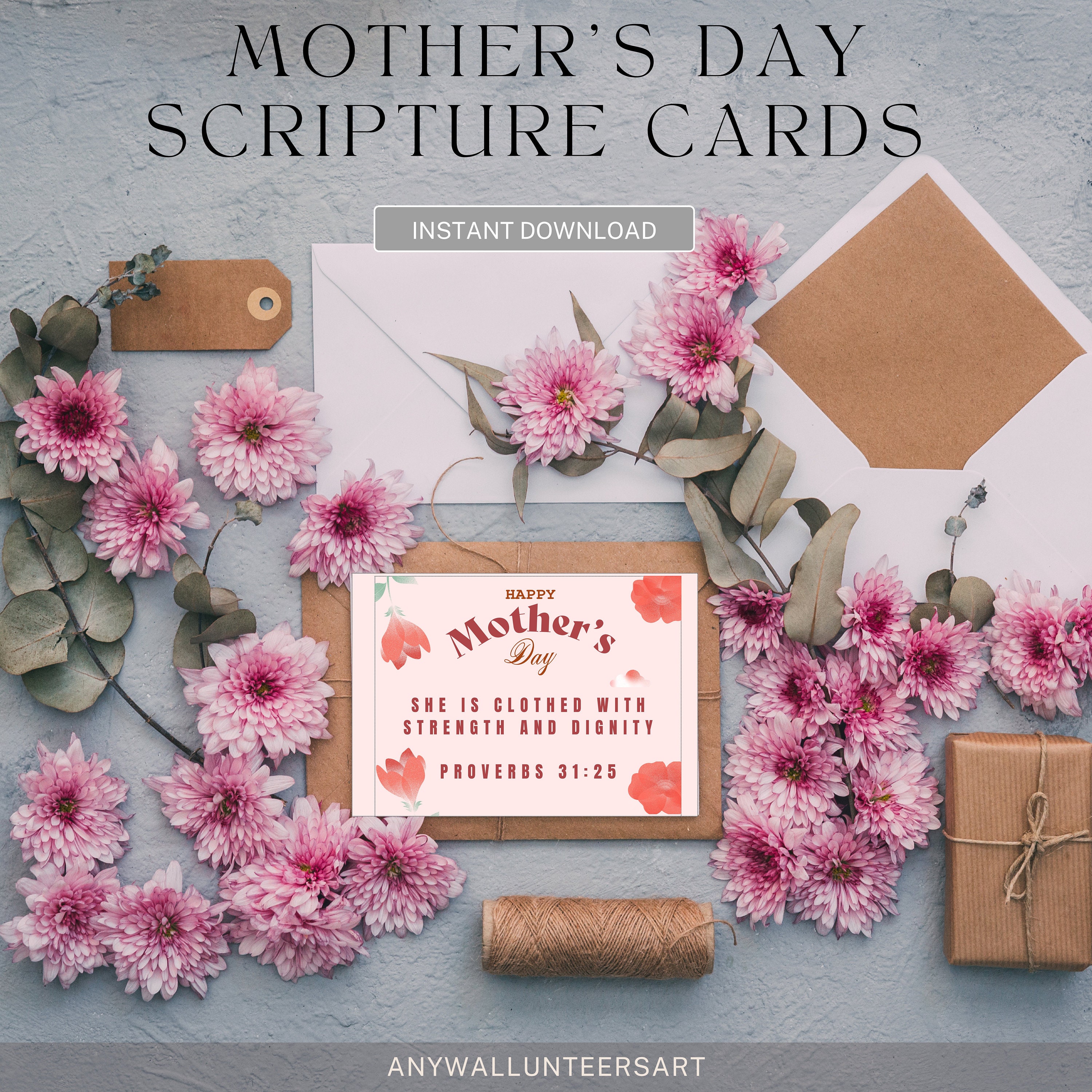 Mother's Day Scripture Cards Set of 4, Printable Mother's Day Craft ...