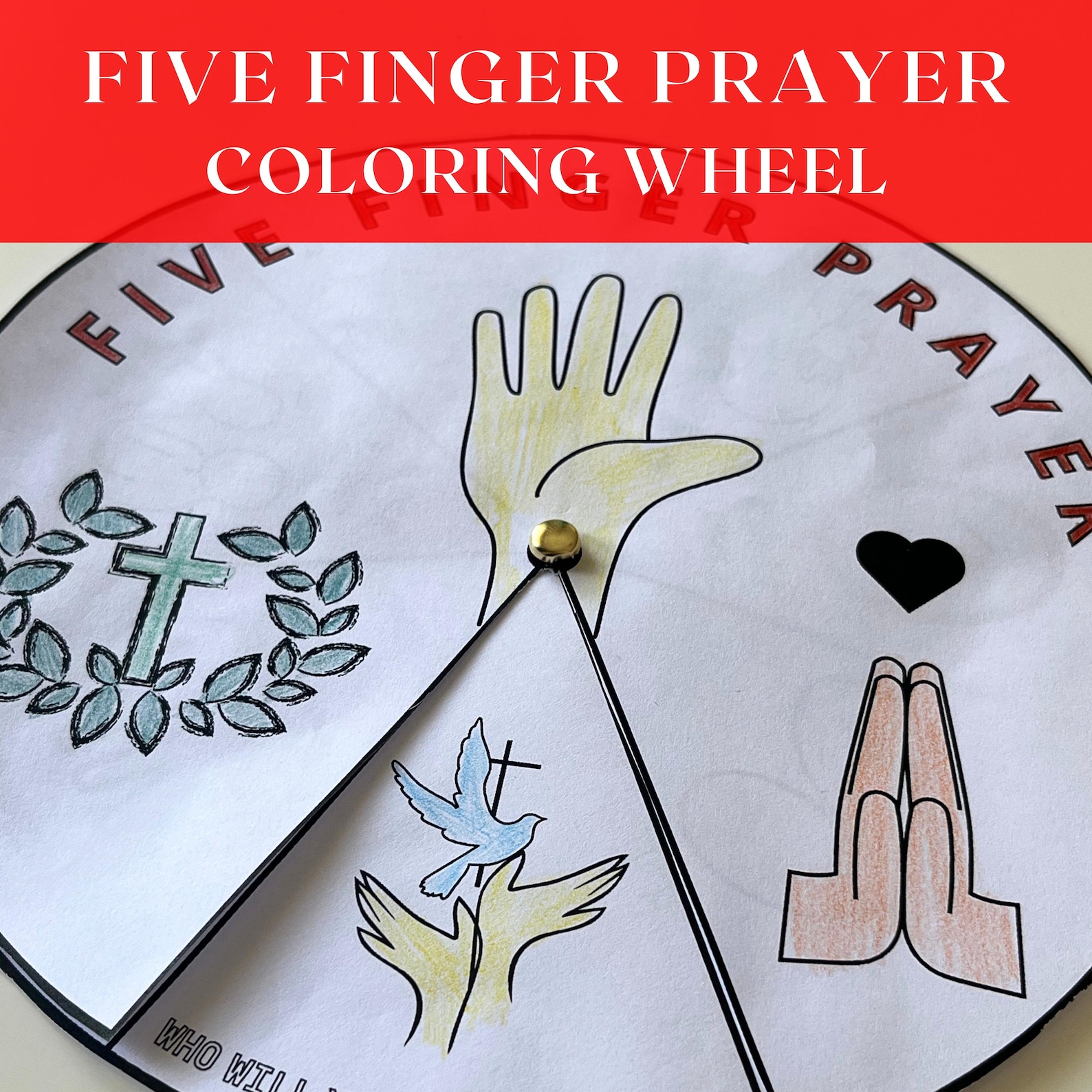 Five Finger Prayer Coloring Wheel,sunday School Craft, Bible Scripture ...