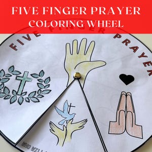 Five Finger Prayer Coloring Wheel,sunday School Craft, Bible Scripture ...