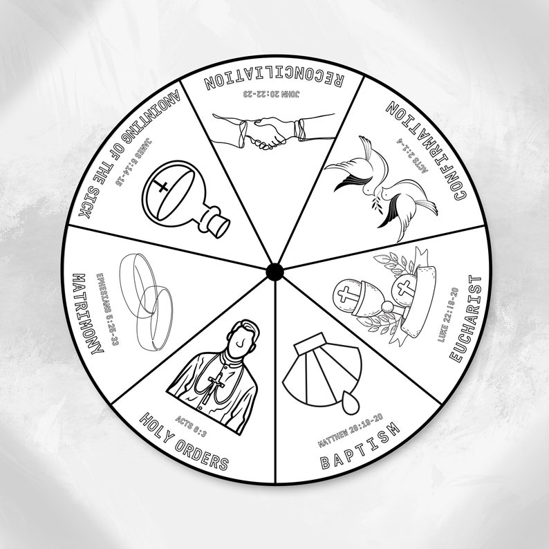 The Seven Sacraments Coloring Wheel, 7 Sacraments Coloring Page ...